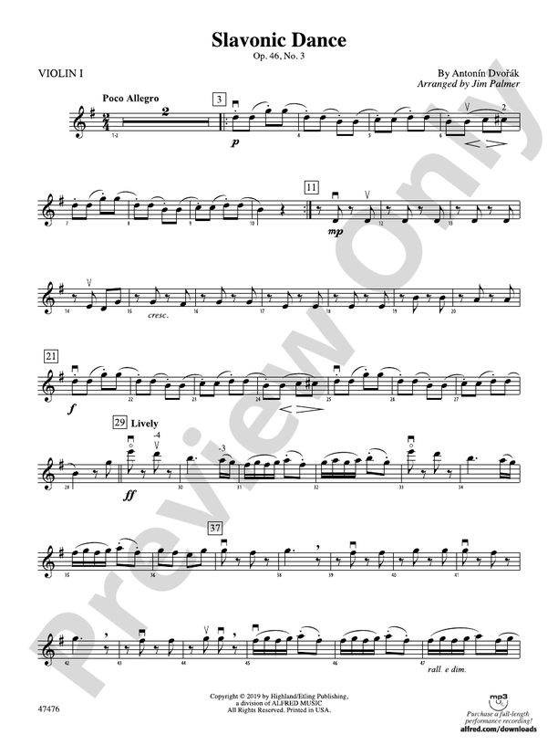 Slavonic Dance: 1st Violin: 1st Violin Part - Digital Sheet Music Download
