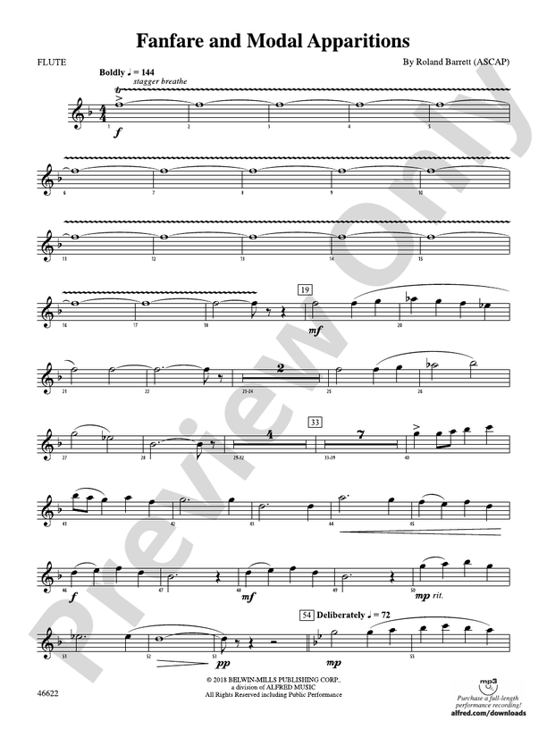 Fanfare and Modal Apparitions: Flute: Flute Part - Digital Sheet Music ...