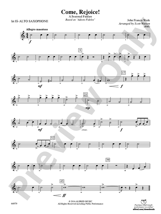 Come, Rejoice!: E-flat Alto Saxophone: E-flat Alto Saxophone Part ...