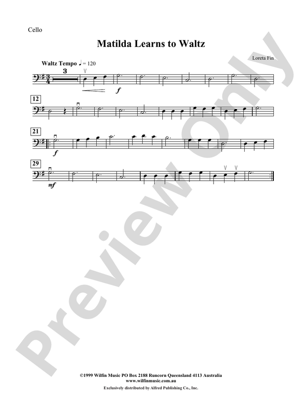 Matilda Learns to Waltz: Cello: Cello Part - Digital Sheet Music Download