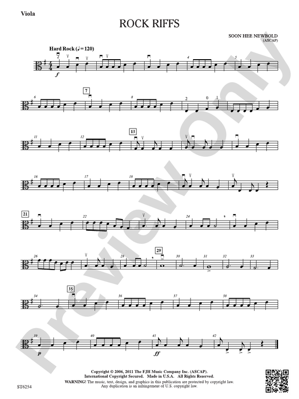 Rock Riffs: Viola: Viola Part: Soon Hee Newbold - Digital Sheet Music ...