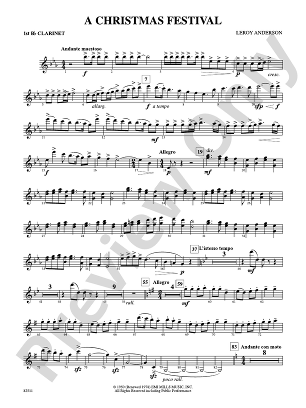 A Christmas Festival: 1st B-flat Clarinet: 1st B-flat Clarinet Part ...