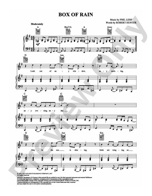 Box of Rain: Piano/Vocal/Chords: Grateful Dead - Digital Sheet Music ...