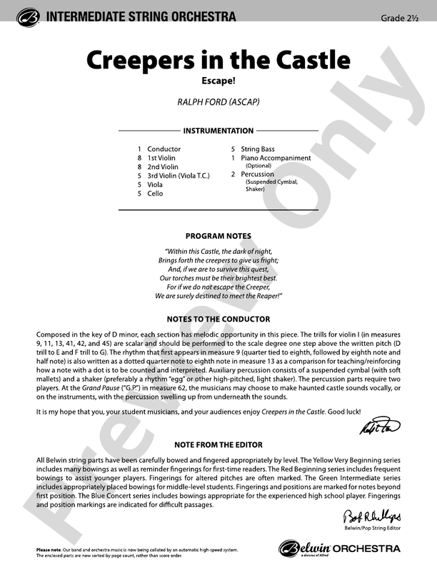 Creepers in the Castle: Score: String Orchestra Score - Digital Sheet ...
