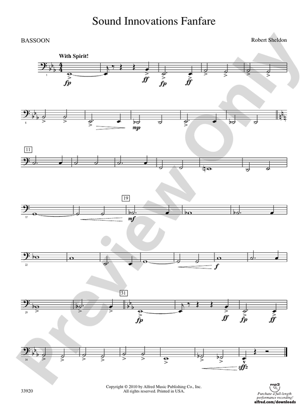 Sound Innovations Fanfare: Bassoon: Bassoon Part - Digital Sheet Music ...