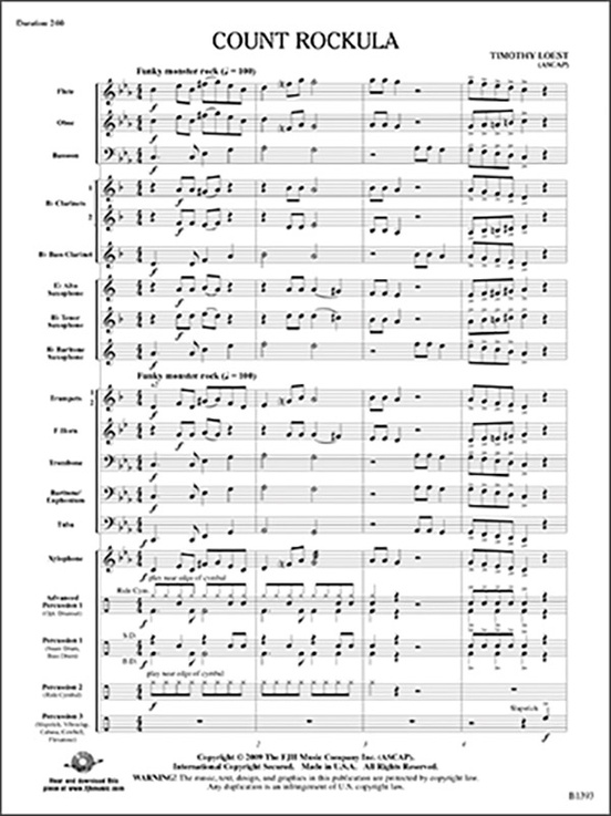 Count Rockula: Concert Band Conductor Score & Parts: Timothy Loest ...