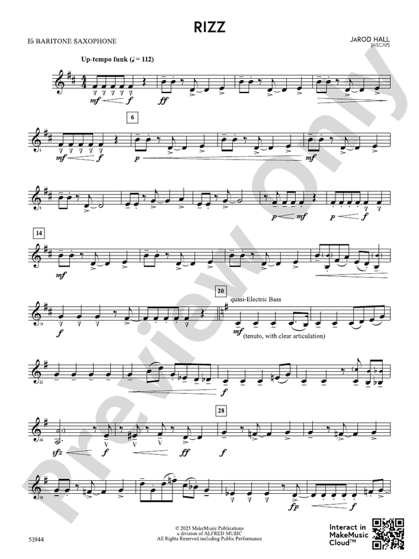 Rizz: E-flat Baritone Saxophone: E-flat Baritone Saxophone Part ...