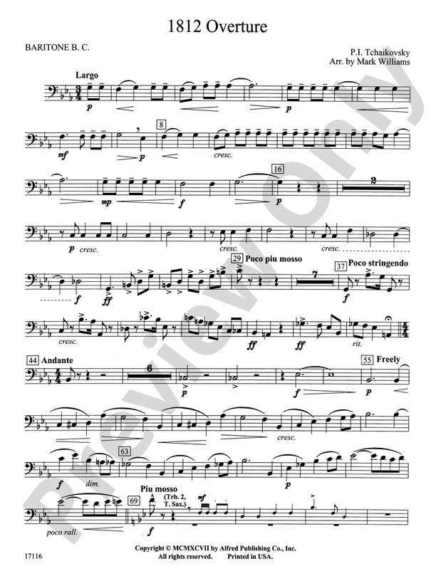 1812 Overture: Baritone B.C.: Baritone B.C. Part - Digital Sheet Music Download