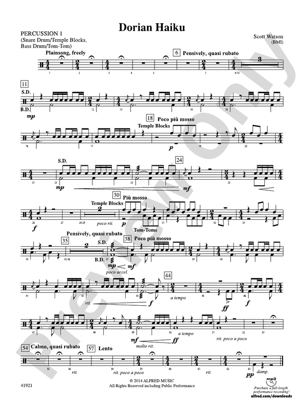 Dorian Haiku: 1st Percussion: 1st Percussion Part - Digital Sheet Music ...