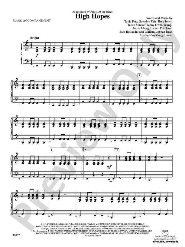 High Hopes: Piano Accompaniment: Piano Accompaniment Part - Digital ...