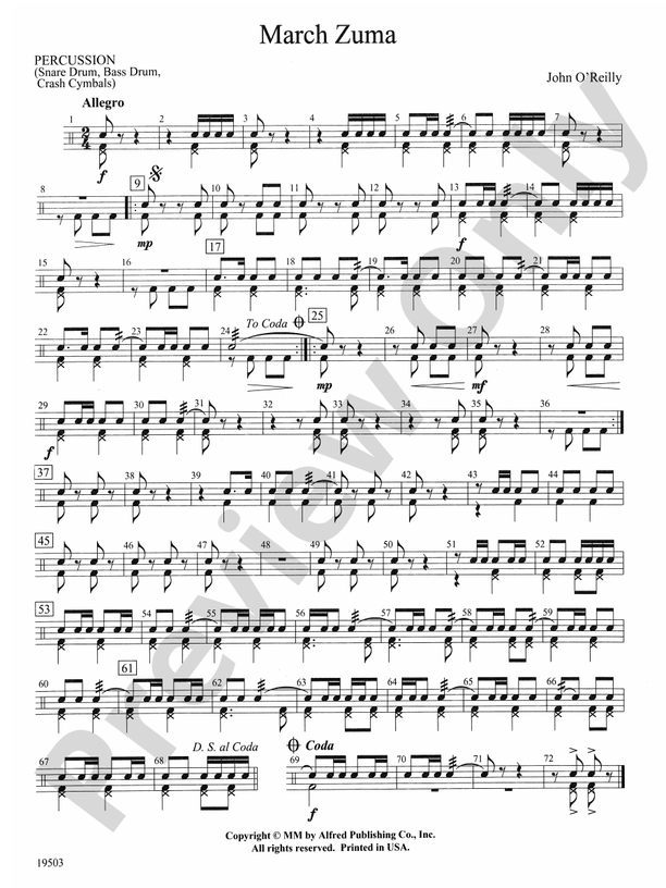 March Zuma: 1st Percussion: 1st Percussion Part - Digital Sheet Music ...
