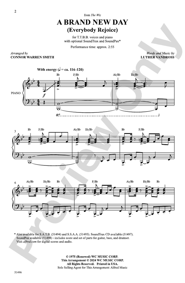 A Brand New Day: TTBB Choral Octavo: Luther Vandross - Digital Sheet ...