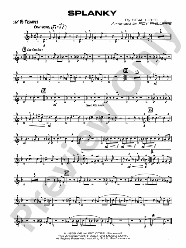 Splanky: 1st B-flat Trumpet: 1st B-flat Trumpet Part - Digital Sheet ...