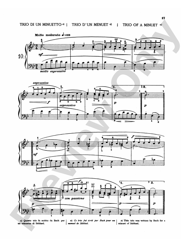 Bach: Twenty Three Easy Pieces (Ed. Mugellini): 10. Trio of a Minuet in ...
