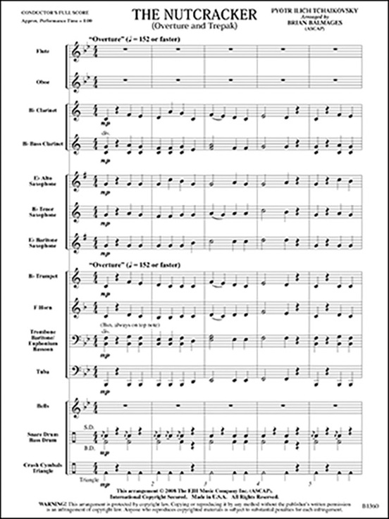 The Nutcracker: Concert Band Conductor Score: Pyotr Ilyich Tchaikovsky ...
