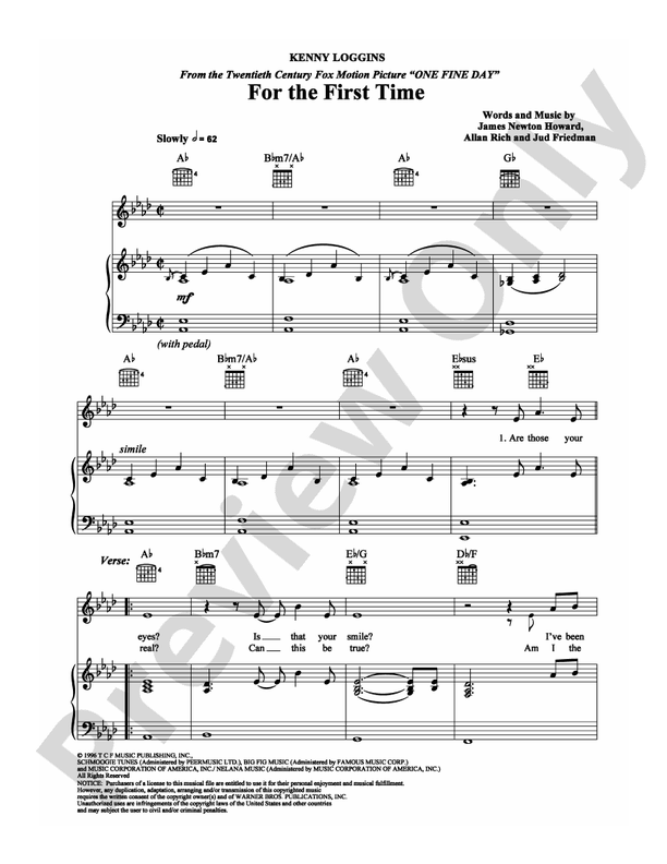 For the First Time: Piano/Vocal/Chords: Kenny Loggins - Digital Sheet ...