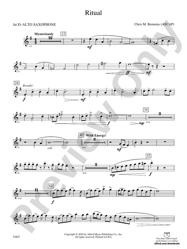 Ritual: E-flat Alto Saxophone: E-flat Alto Saxophone Part - Digital Sheet Music Download