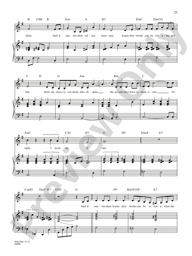 Only One (from "Elegies: A Song Cycle"): Piano/Vocal/Chords: William Finn - Digital Sheet Music ...