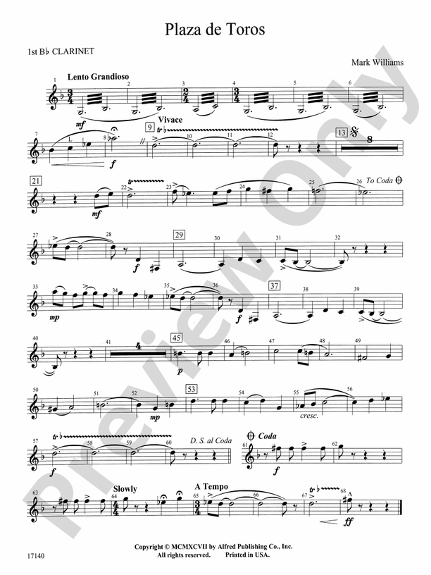 Plaza de Toros: 1st B-flat Clarinet: 1st B-flat Clarinet Part - Digital ...