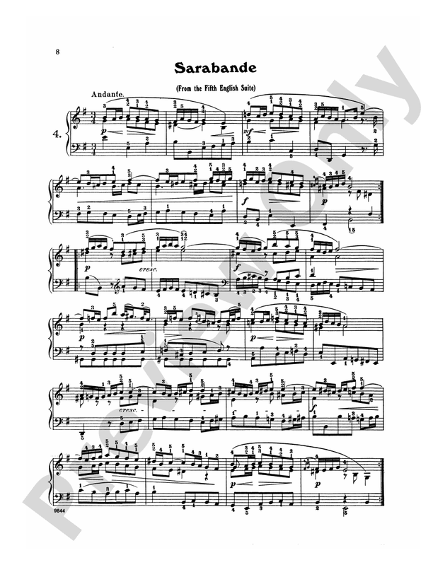 Bach: Twenty One Favorite Pieces: Sarabande from the Fifth English ...