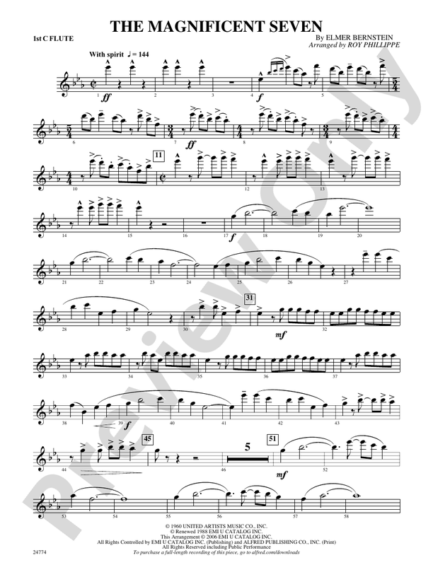 The Magnificent Seven: Flute: Flute Part - Digital Sheet Music Download
