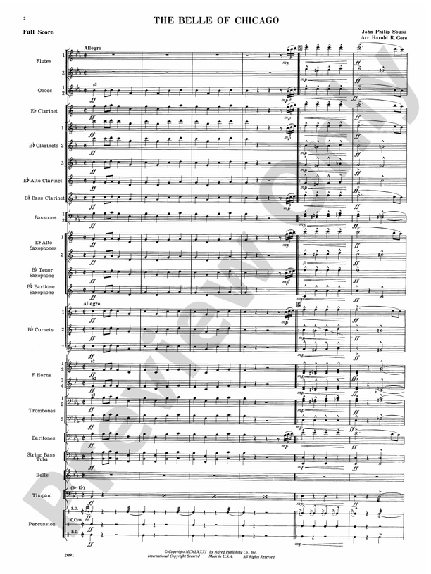 Belle of Chicago: Concert Band Conductor Score & Parts - Digital Sheet ...