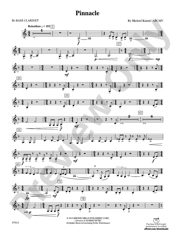 Pinnacle: B-flat Bass Clarinet: B-flat Bass Clarinet Part - Digital ...