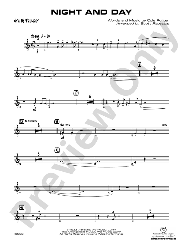 Night and Day: 4th B-flat Trumpet: 4th B-flat Trumpet Part - Digital ...