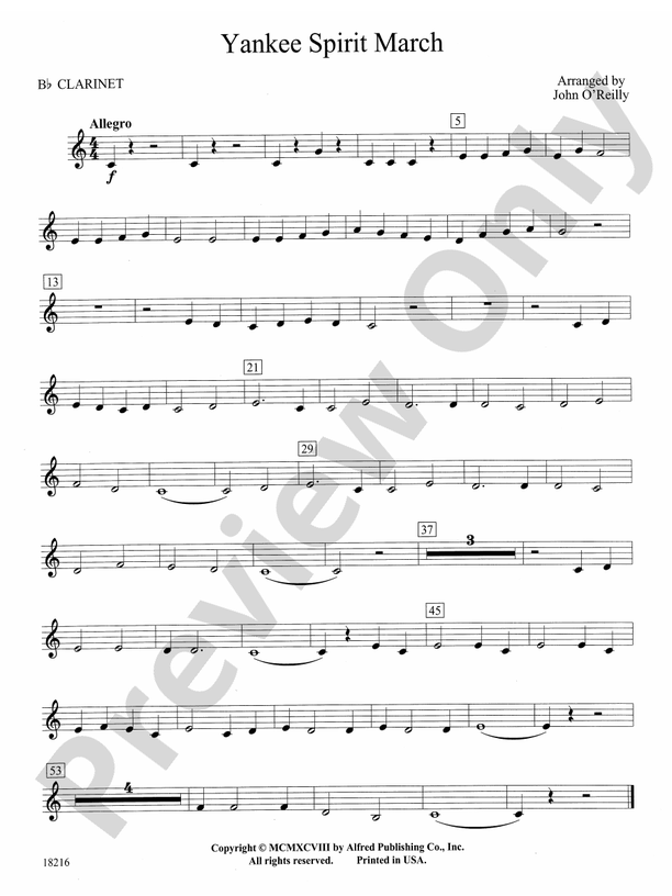 Yankee Spirit March: 1st B-flat Clarinet: 1st B-flat Clarinet Part - Digital Sheet Music Download