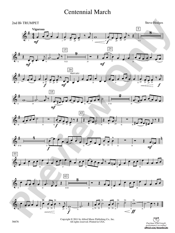 Centennial March: 2nd B-flat Trumpet: 2nd B-flat Trumpet Part - Digital ...