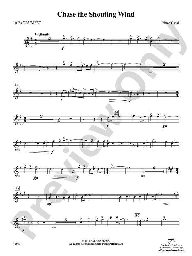 Chase the Shouting Wind: 1st B-flat Trumpet: 1st B-flat Trumpet Part ...