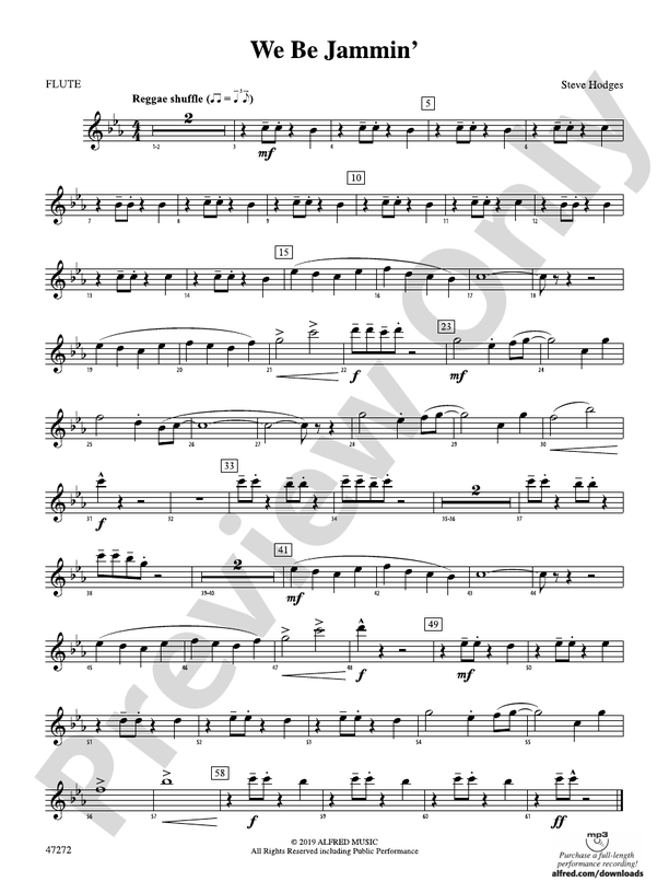 We Be Jammin': Flute: Flute Part - Digital Sheet Music Download