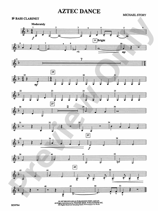 Aztec Dance: B-flat Bass Clarinet: B-flat Bass Clarinet Part - Digital ...