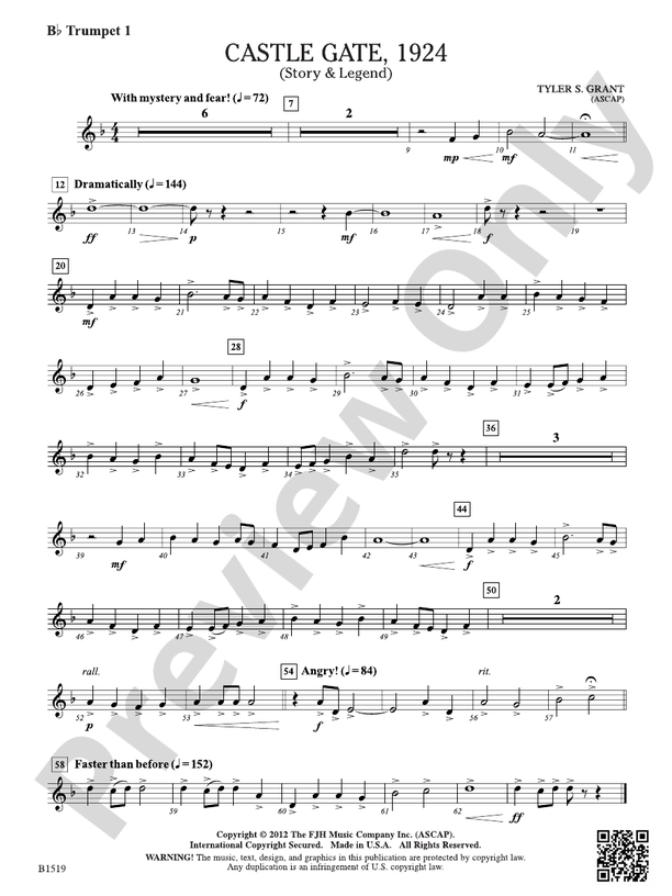 Castle Gate, 1924: B-flat Trumpet 1: B-flat Trumpet 1 Part: Tyler S ...