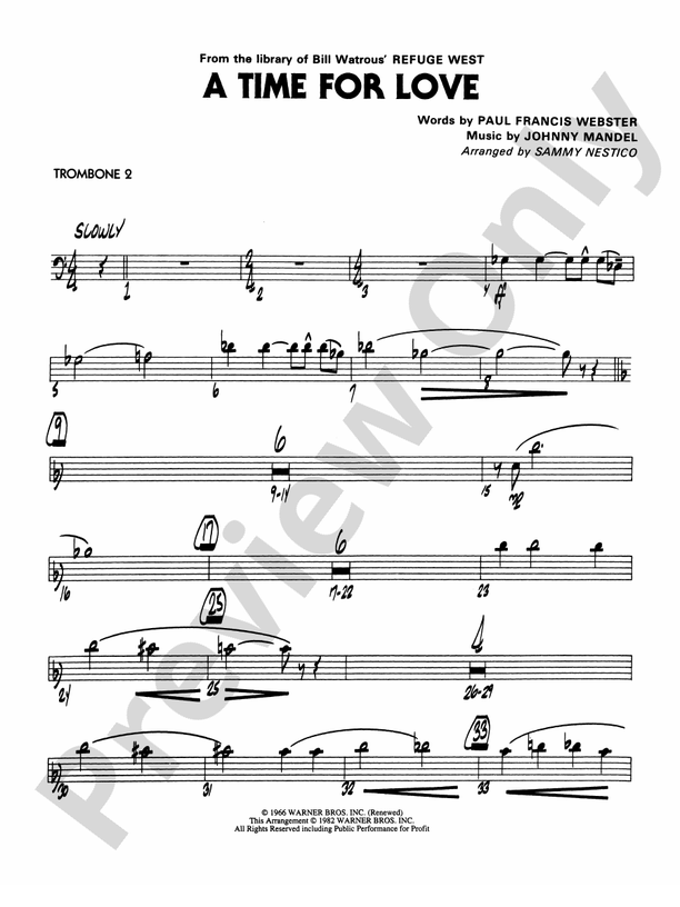 A Time for Love: 2nd Trombone: 2nd Trombone Part - Digital Sheet Music ...