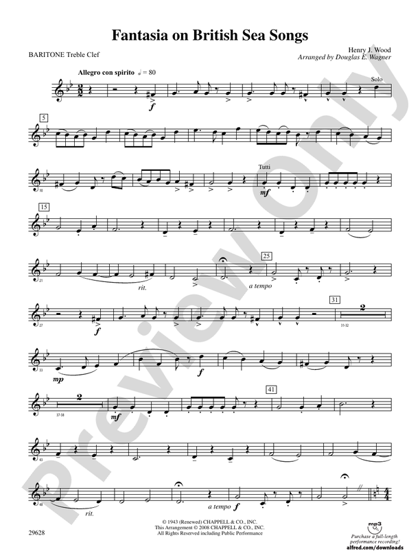 Fantasia on British Sea Songs: Baritone T.C.: Baritone T.C. Part ...