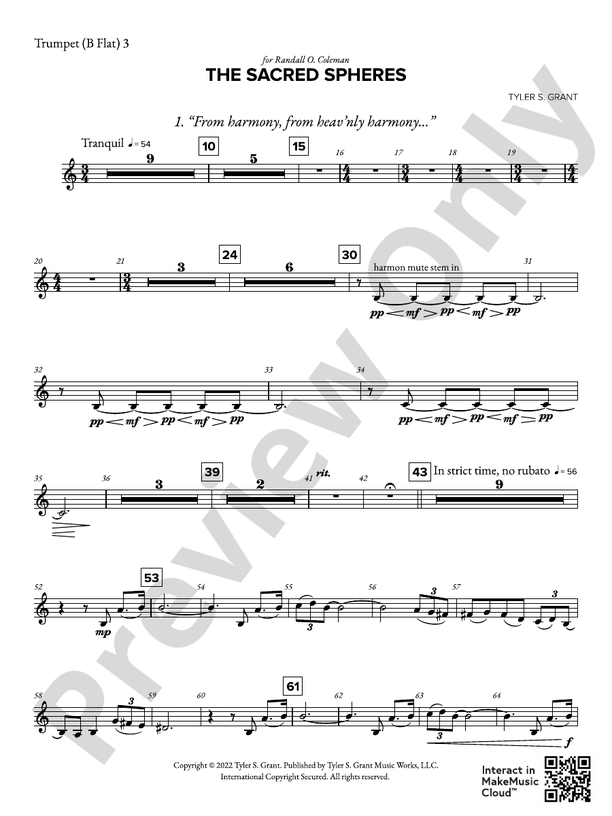 The Sacred Spheres: 3rd B-flat Trumpet: 3rd B-flat Trumpet Part - Digital Sheet Music Download