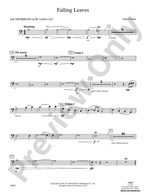 Falling Leaves: (wp) 2nd B-flat Trombone T.C.: (wp) 2nd B-flat Trombone ...