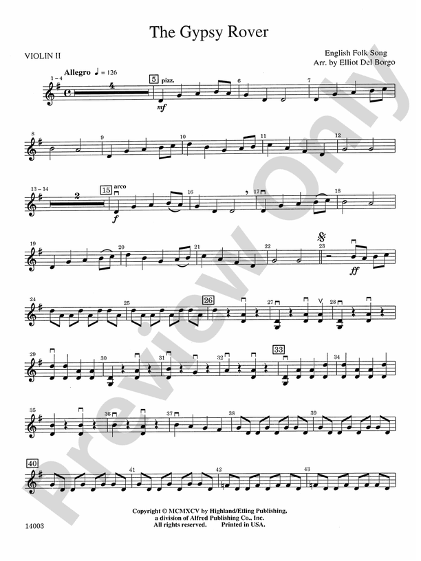 The Gypsy Rover: 2nd Violin: 2nd Violin Part - Digital Sheet Music Download