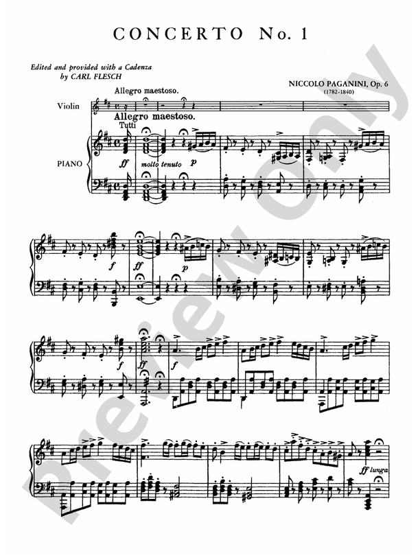 Paganini: Concerto No. 1 in D Major, Op. 6 (Arr. Carl Flesch): Concerto No. 1 in D Major, Op. 6 ...