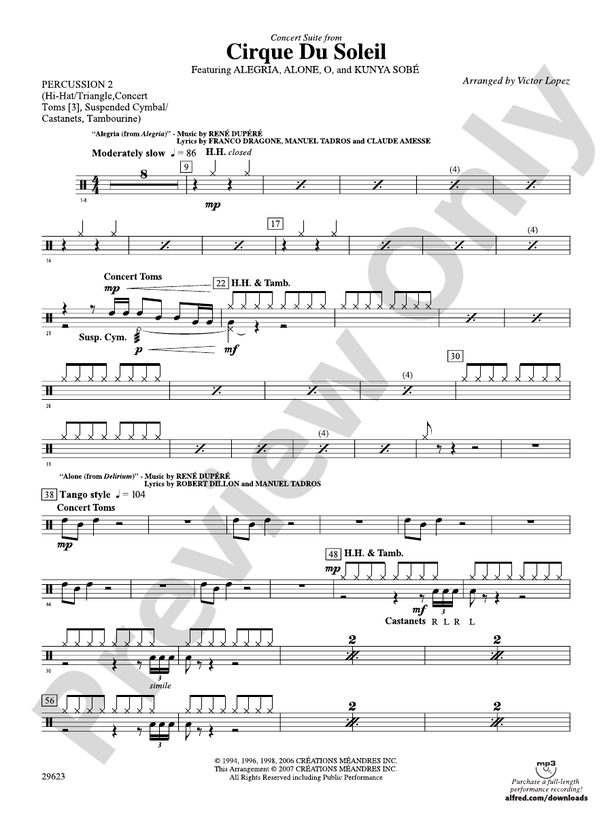 Cirque du Soleil: 2nd Percussion: 2nd Percussion Part - Digital Sheet Music Download