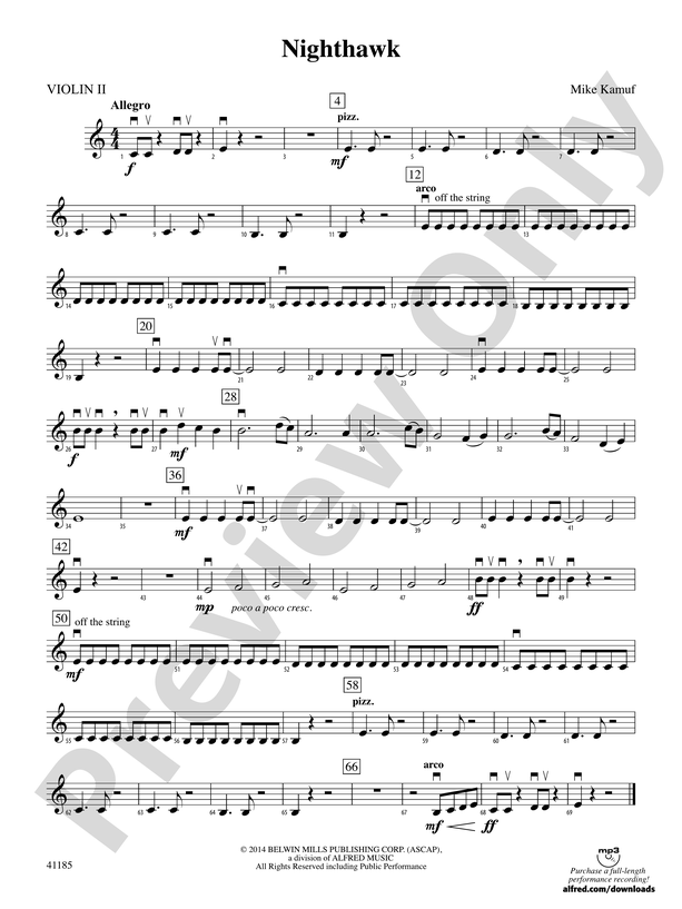 Nighthawk: 2nd Violin: 2nd Violin Part - Digital Sheet Music Download