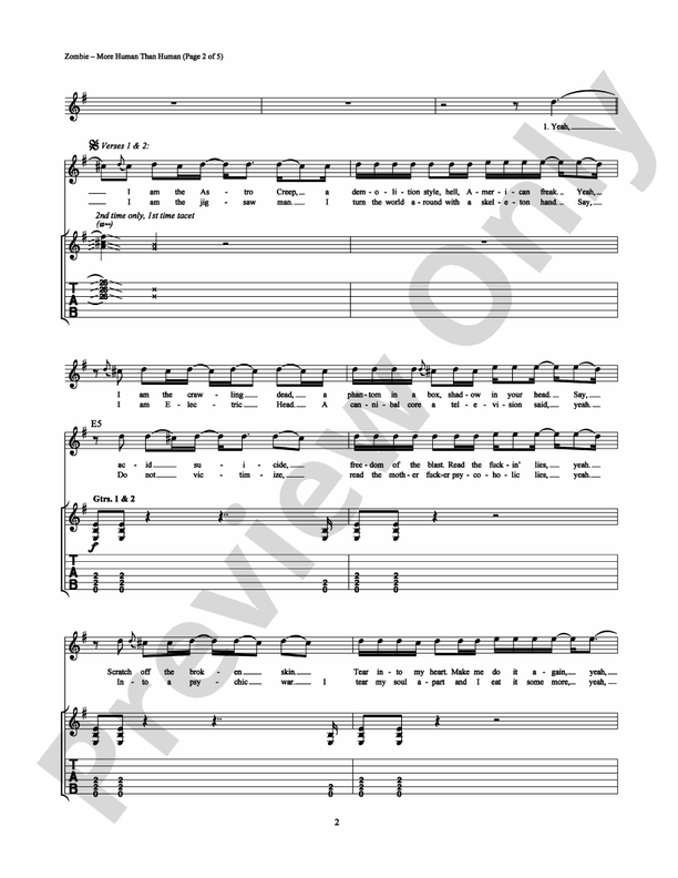 More Human Than Human: Guitar TAB: White Zombie - Digital Sheet Music ...