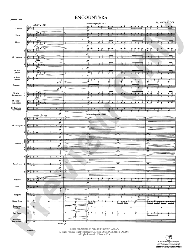 Encounters: Concert Band Conductor Score & Parts: Jack Bullock - Digital Sheet Music Download