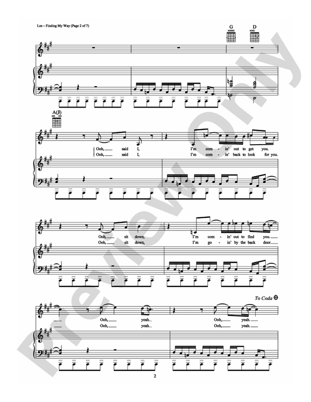 Finding My Way: Piano/Vocal/Chords: Rush - Digital Sheet Music Download