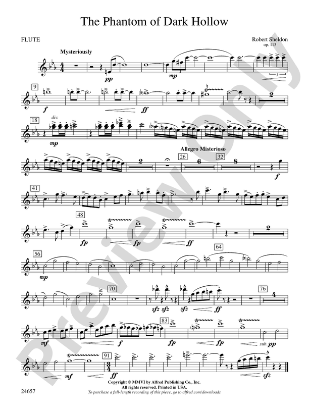The Phantom of Dark Hollow: Flute: Flute Part - Digital Sheet Music ...