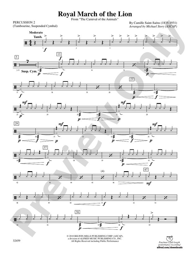 Royal March of the Lion: 2nd Percussion: 2nd Percussion Part - Digital ...