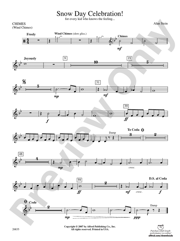 Snow Day Celebration!: Chimes: Chimes Part - Digital Sheet Music Download