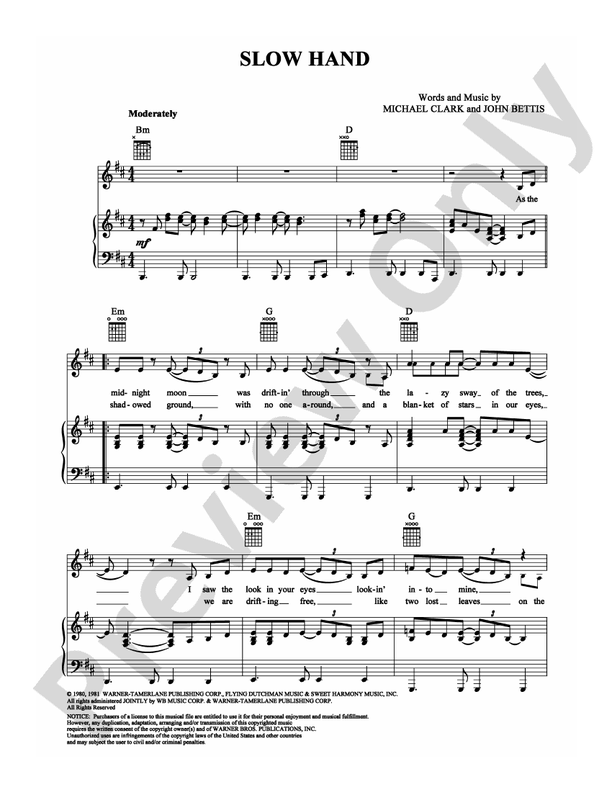 Slow Hand: Piano/Vocal/Chords: Conway Twitty - Digital Sheet Music Download