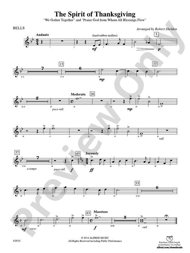The Spirit of Thanksgiving: Bells: Bells Part - Digital Sheet Music ...